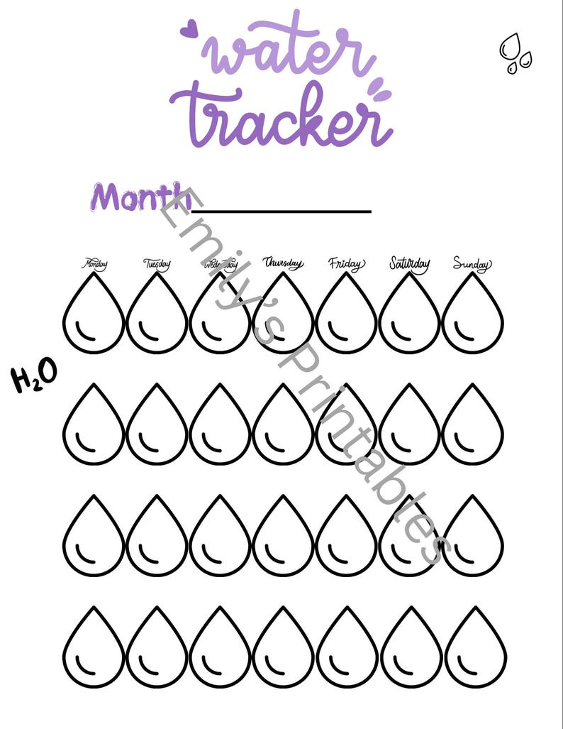 Water Tracker Printable - Etsy