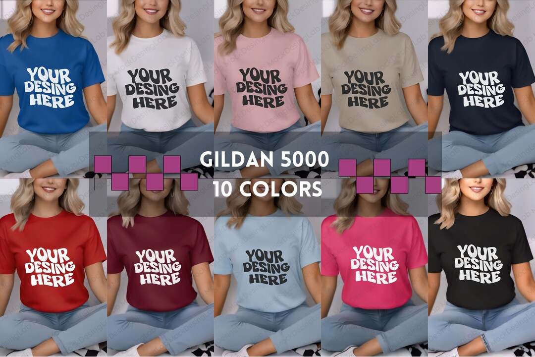 Gildan 5000 Mockup Bundle 10 Colors, New Shop Essentials Collection ...