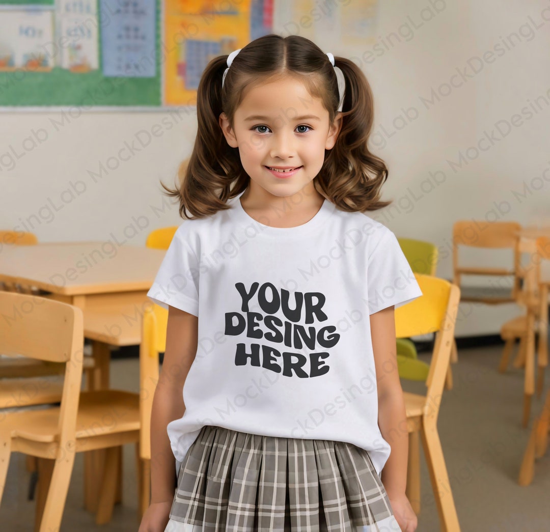 Kids Modeled T-shirt Mockup, Bella Canvas 3001T Model, Heather Dust ...