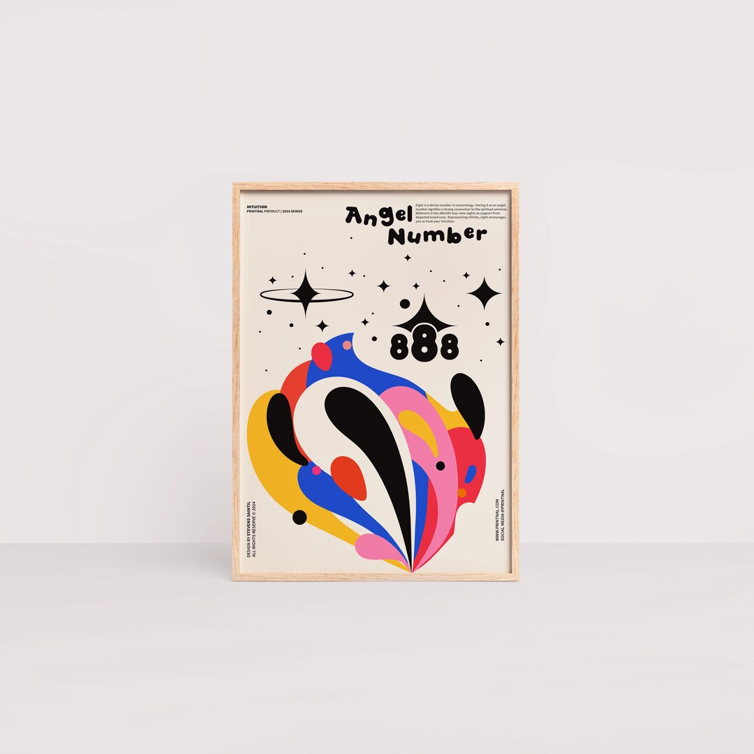 Angel Number 888 Poster, Minimalism Poster, Balloon, Stars, Bedroom Art ...