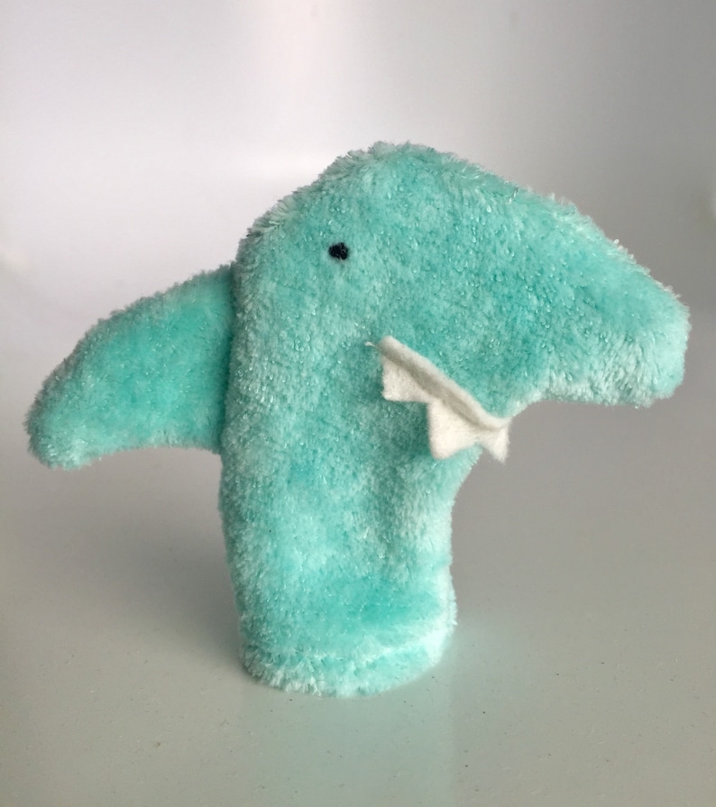 Organic Blue Shark Finger Puppet Ocean Sea Animal Fish Toy | Etsy