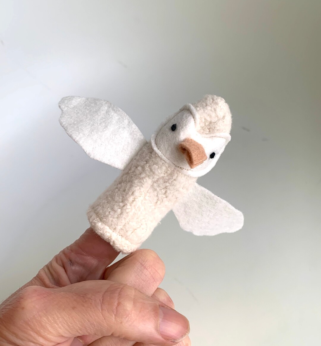 Eco Friendly Organic Snowy Owl Finger Puppet Woodland Forest Bird Toy ...