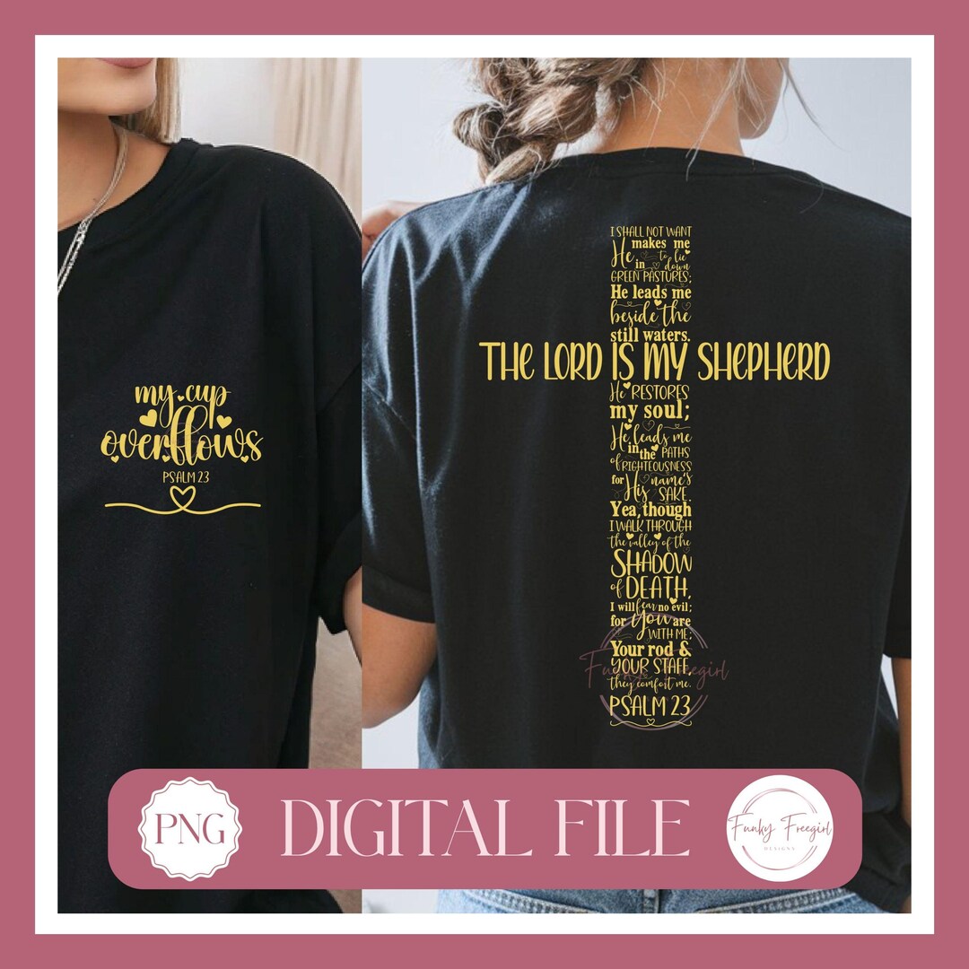 Psalm 23 Sunbeam Yellow Pngs | the Lord is My Shepherd Cross + My Cup ...