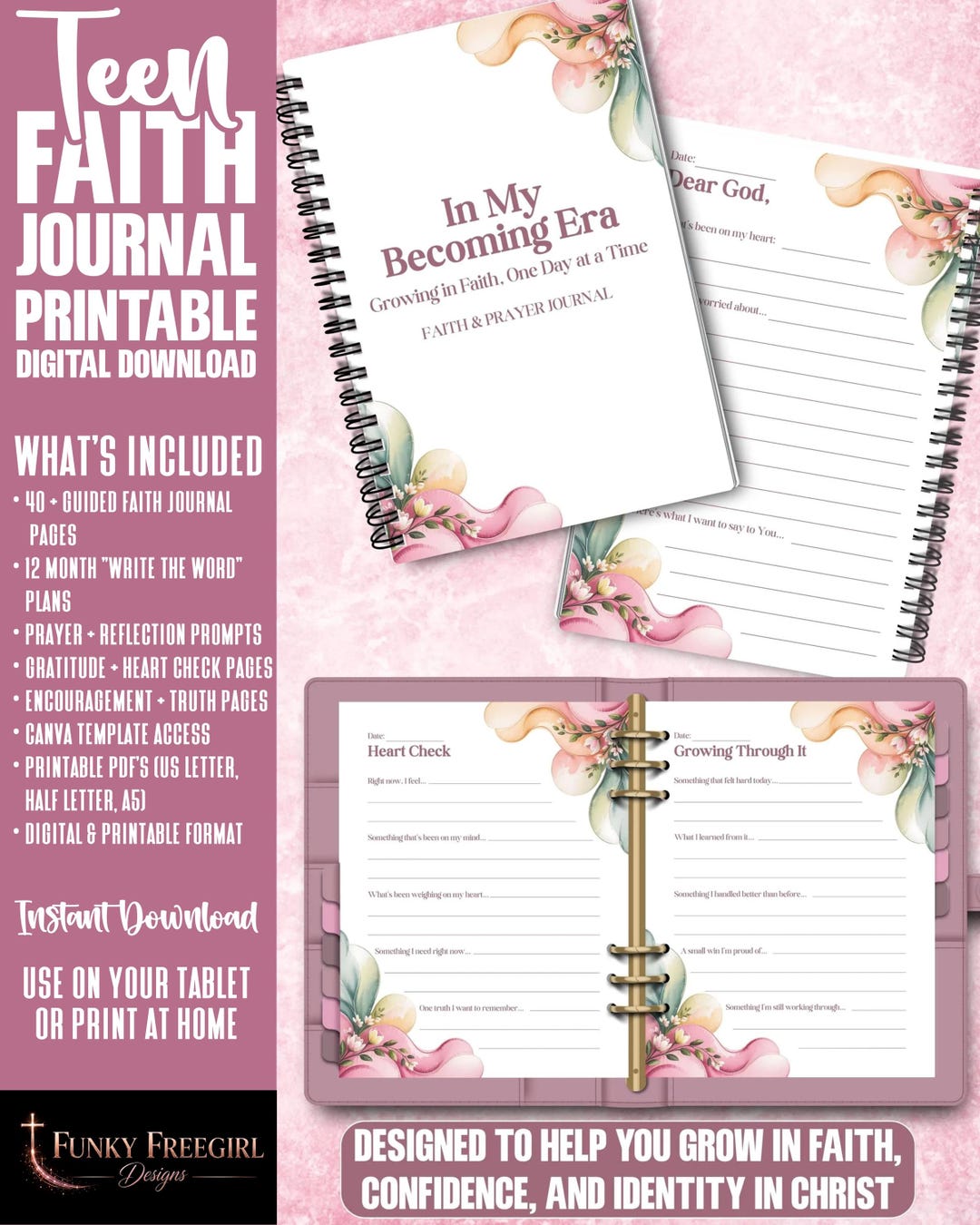 Teen Faith Journal Printable, Christian Girl Journal, Bible Study ...