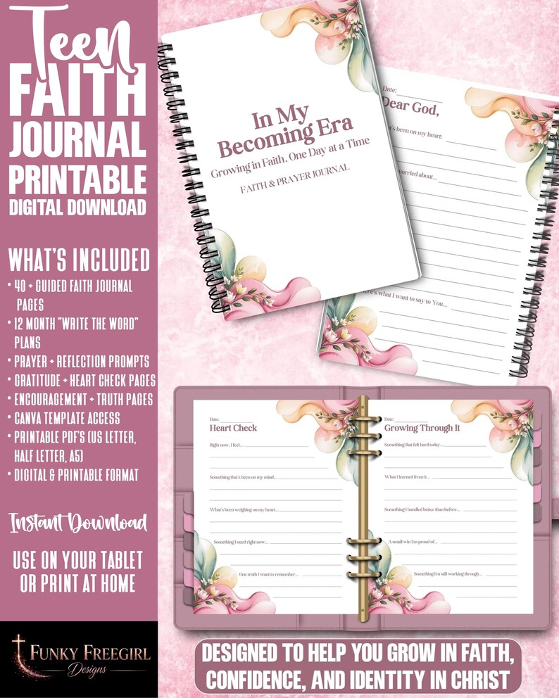 Teen Faith Journal Printable, Christian Girl Journal, Bible Study ...