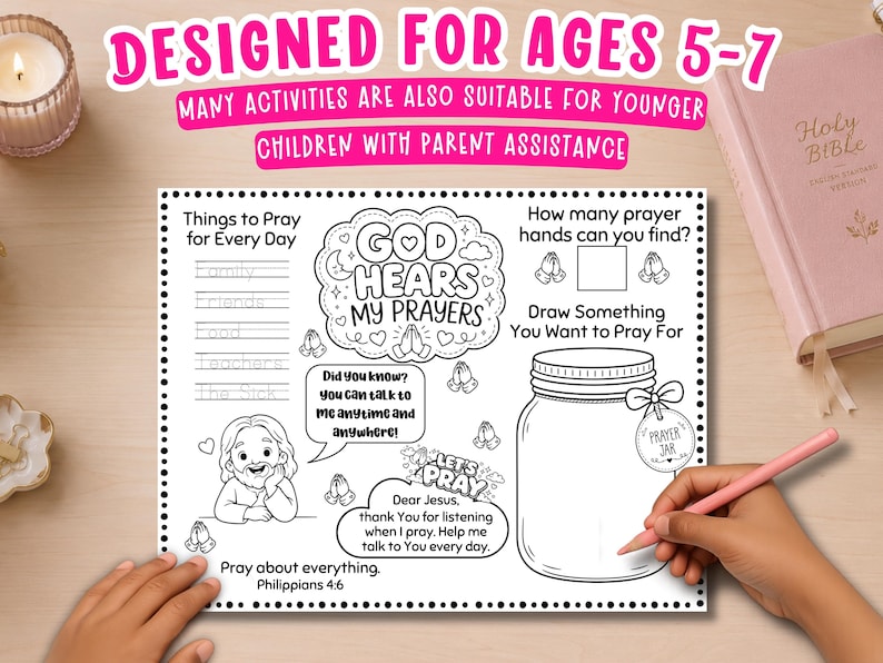 Bible Activity Workbook for Kids Ages 5-7 Printable Christian Learning ...