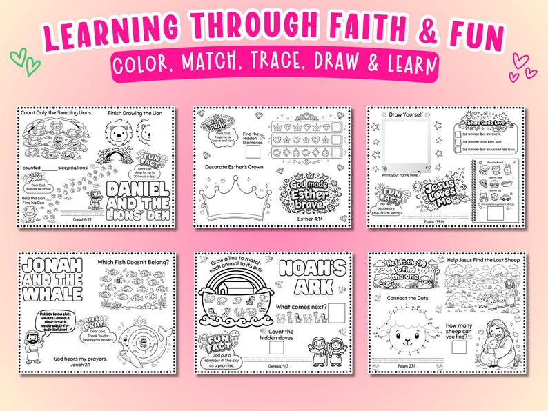 Bible Activity Workbook for Kids Ages 5-7 Printable Christian Learning ...