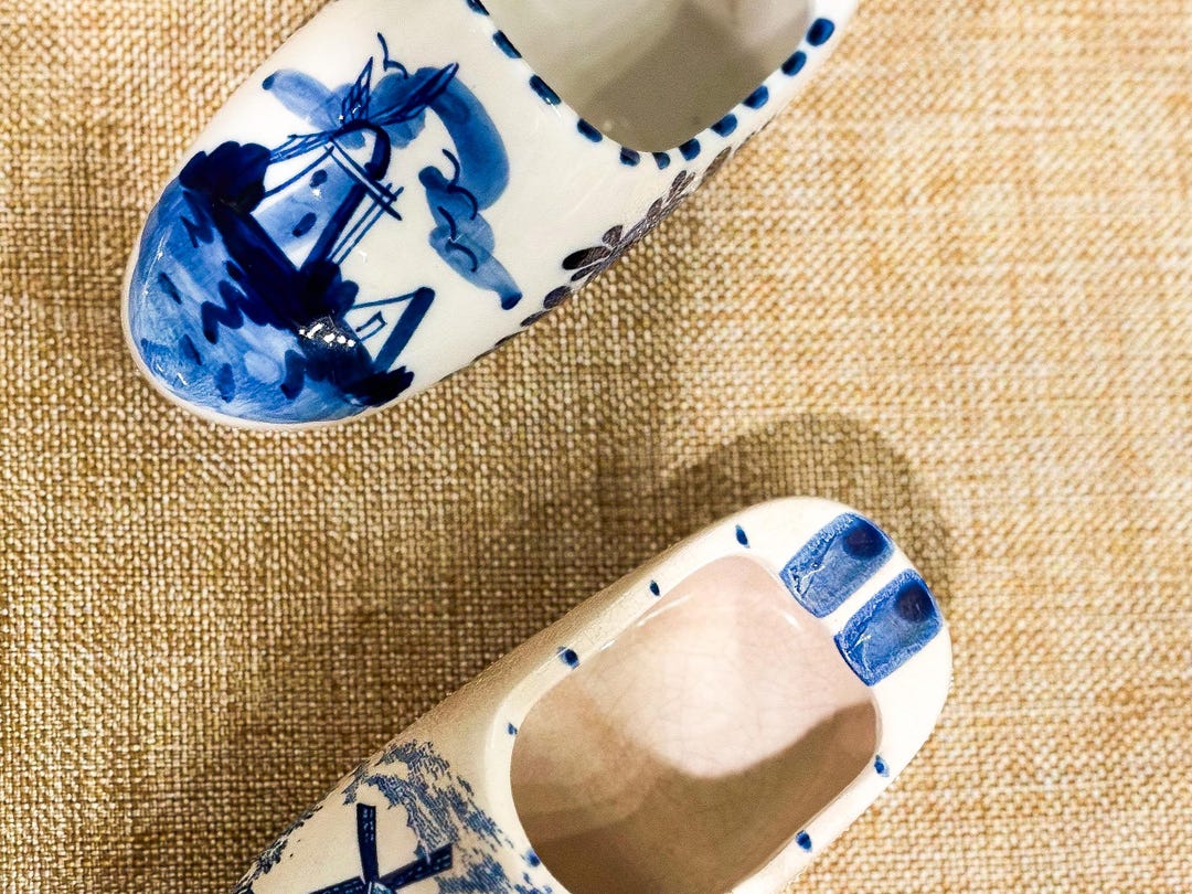 Vintage Small Delft Blue and White Clogs Pair of 2 Collectible Hand ...