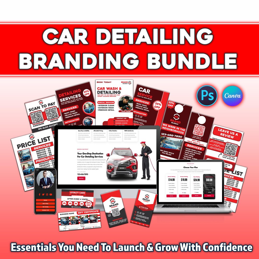 Car Wash Brand Bundle, Website Template, Business & Loyalty Card ...