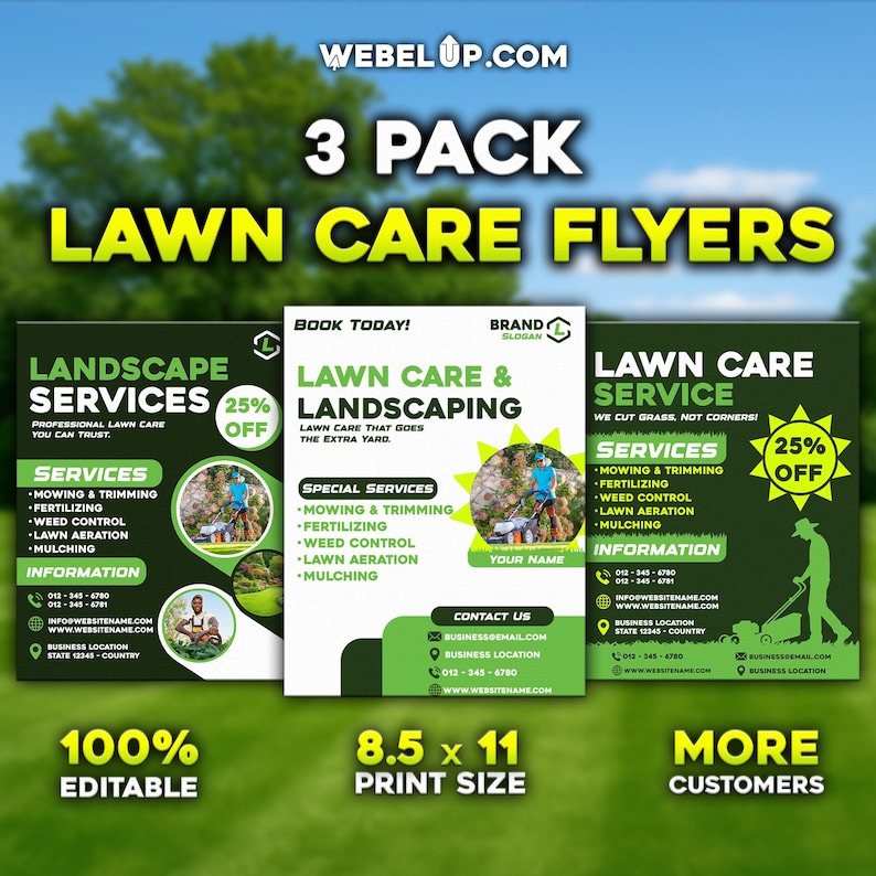 Lawn Care Services Kit - Website, Flyers, QR Pay & Review, Door Hanger ...
