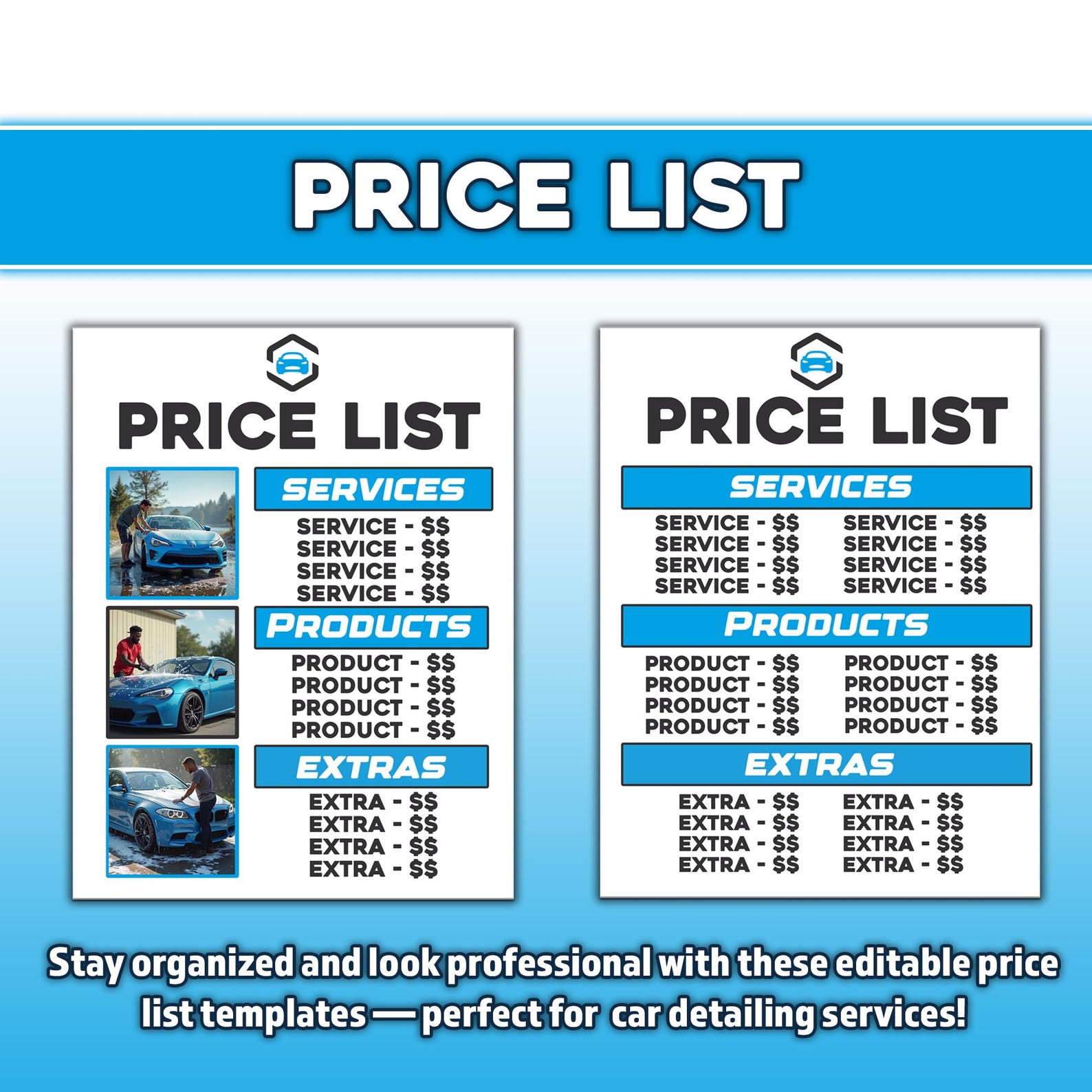 Car Wash Branding Bundle, Poster Template, Business & Loyalty Cards ...