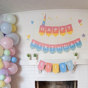 Printable Rainbow Unicorn Banner PDF Editable Happy Birthday - Etsy