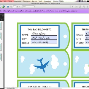 Airplane Favor Bag Tags Printable PDF | Luggage Tags for Goodie Bags ...