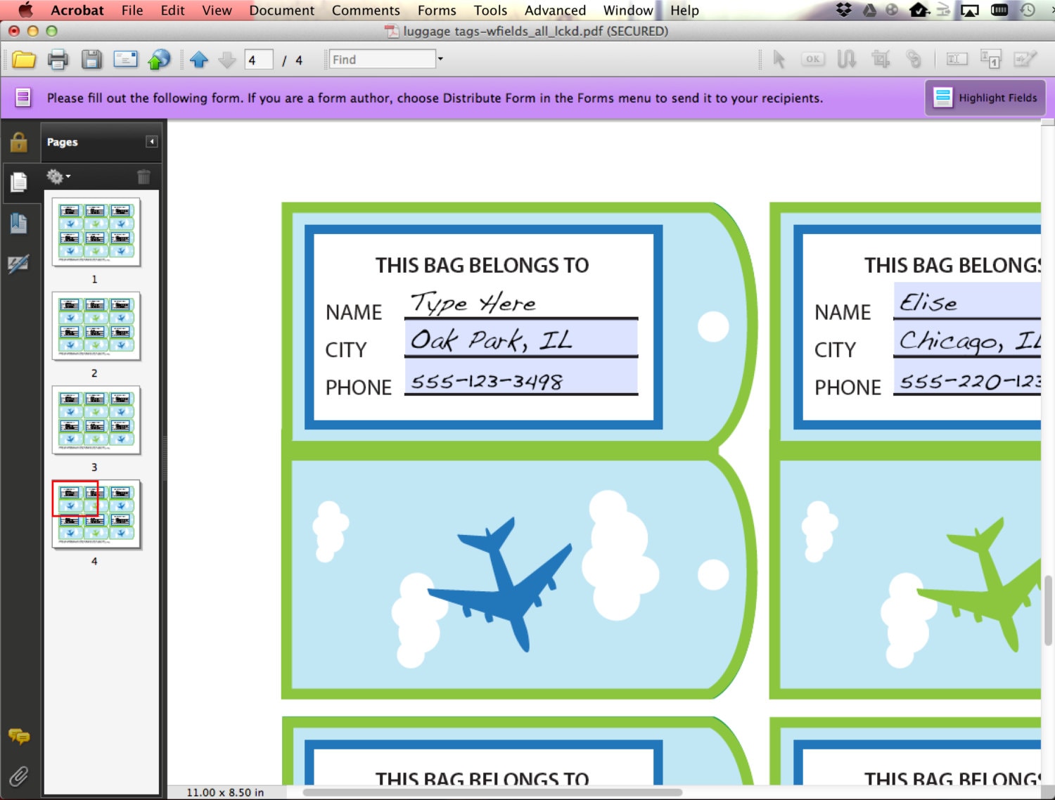 Airplane Favor Bag Tags Printable PDF Luggage Tags for | Etsy