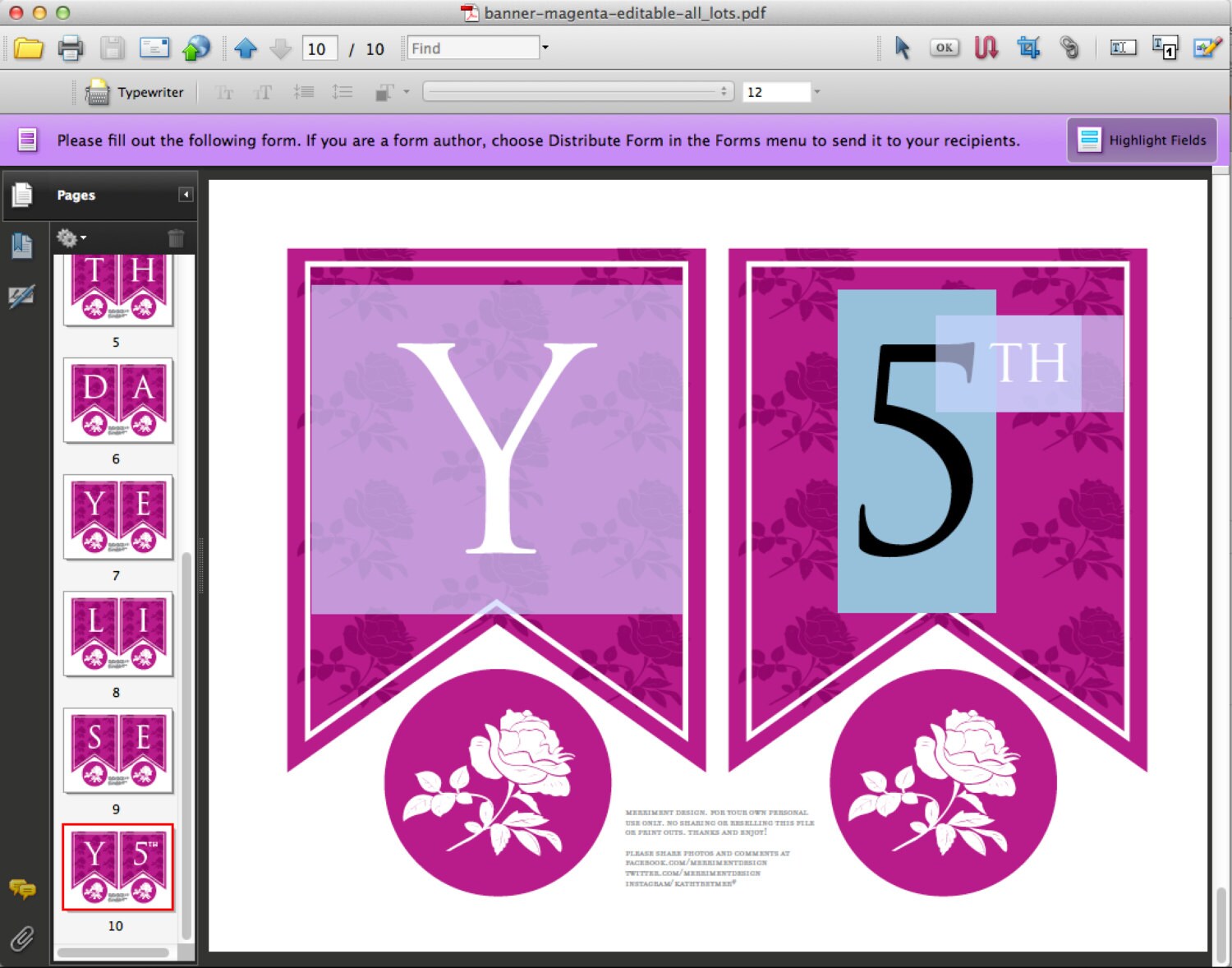 Personalized Rose Birthday Banner Printable in MAGENTA PINK - Etsy