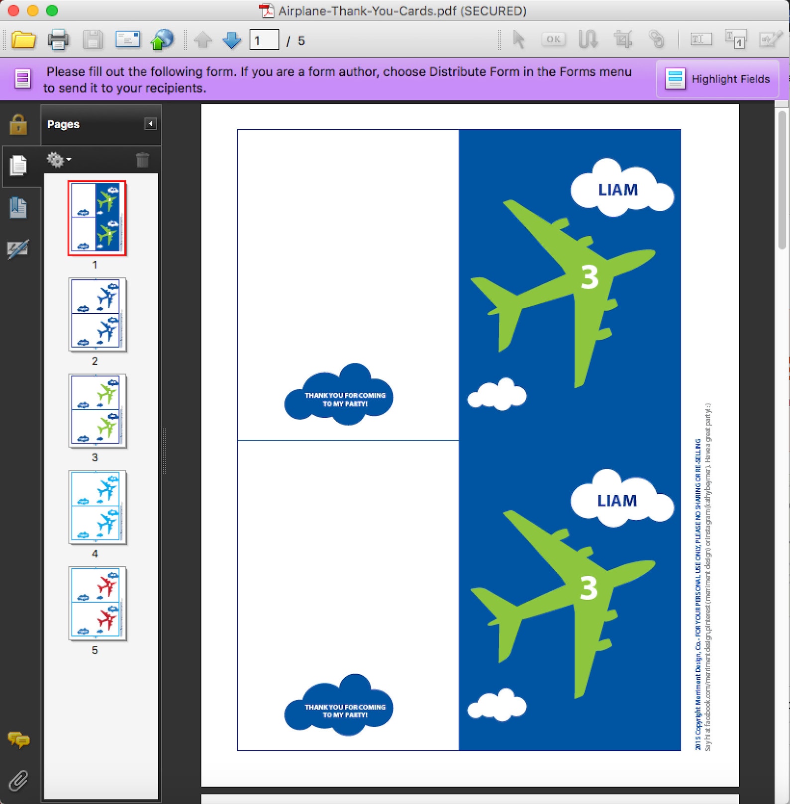 Airplane Printable Thank You Notes Personalized for an - Etsy