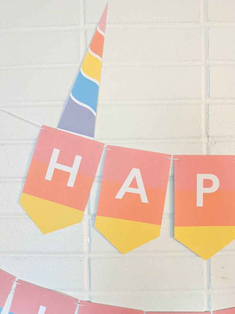 Printable Rainbow Unicorn Banner PDF | Editable Happy Birthday Unicorn ...