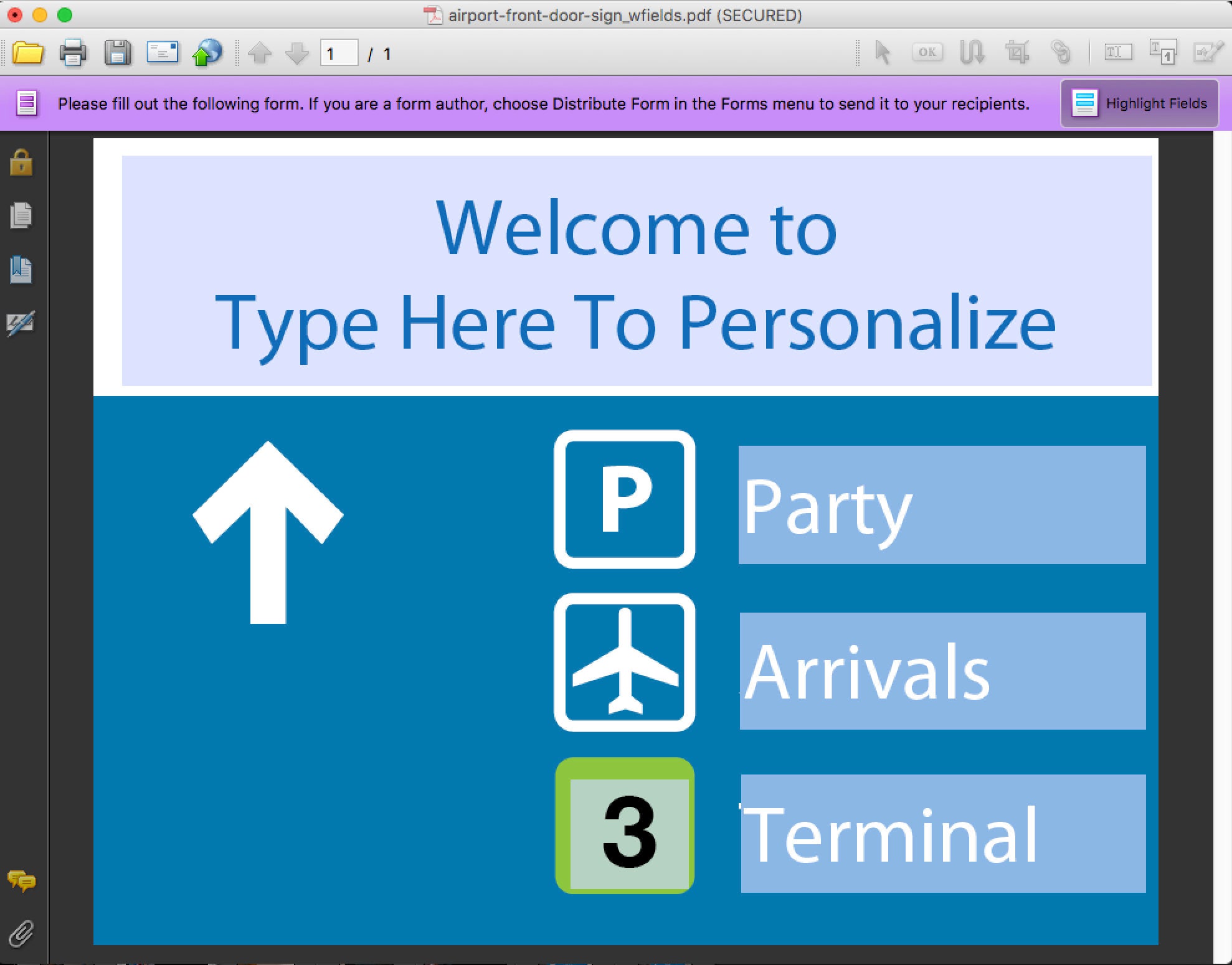 8 Airport Printable Signs Personalized for an Airplane Birthday Party ...