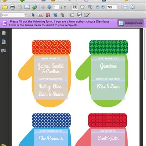 8 Designs! EDITABLE Mitten Gift Tags Personalized for the Christmas ...