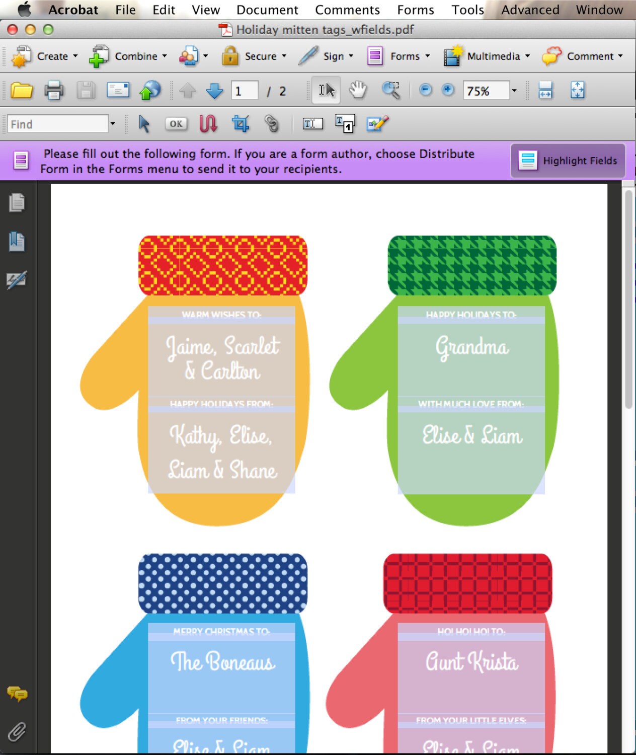 8 Designs! EDITABLE Mitten Gift Tags Personalized for the Christmas ...