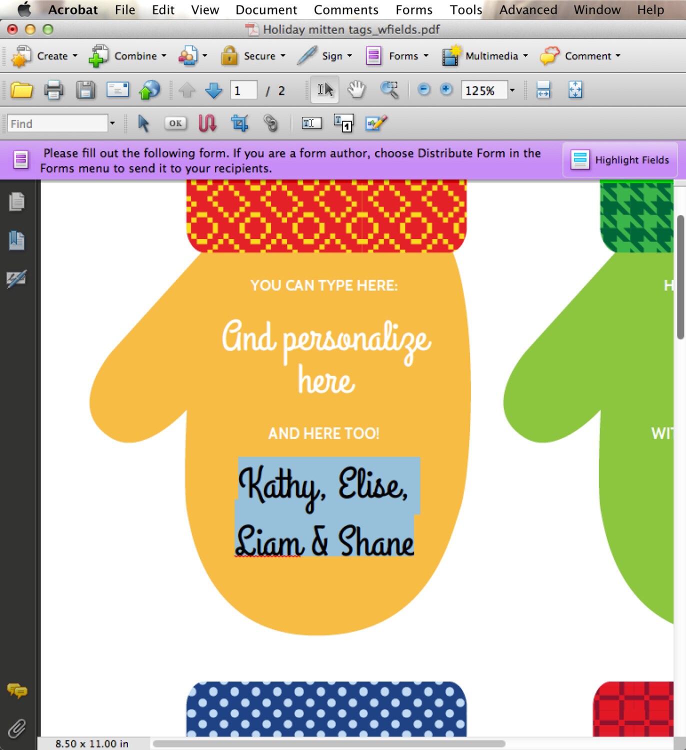8 Designs EDITABLE Mitten Gift Tags Personalized for the | Etsy