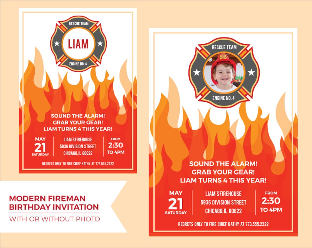 Fireman Invitation Printable for a Firefighter Birthday Party (with ...