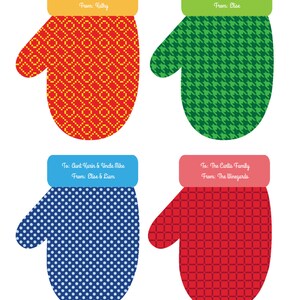 8 Designs! EDITABLE Mitten Gift Tags Personalized for the Christmas ...