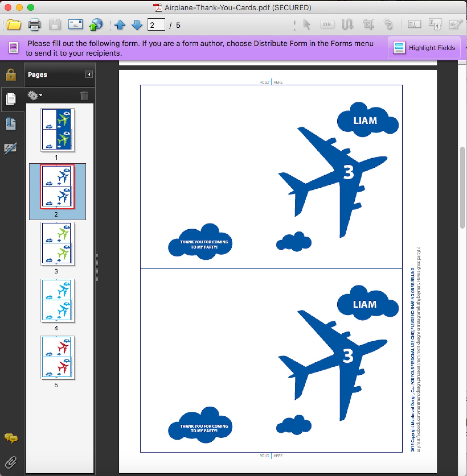 Airplane Printable Thank You Notes Personalized for an - Etsy