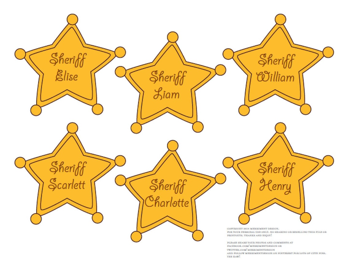 Sheriff Badges EDITABLE Printable PDF for Cowboy or Toy Story - Etsy