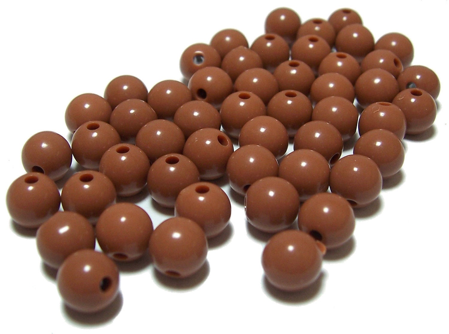 8mm Smooth Round Acrylic Beads in Chocolate Brown 50 Beads - Etsy