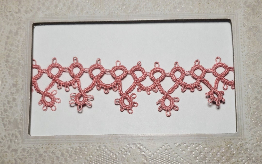 Tatted Lace Edging Pink Lace Trim Handmade Tatting 32 Inches - Etsy