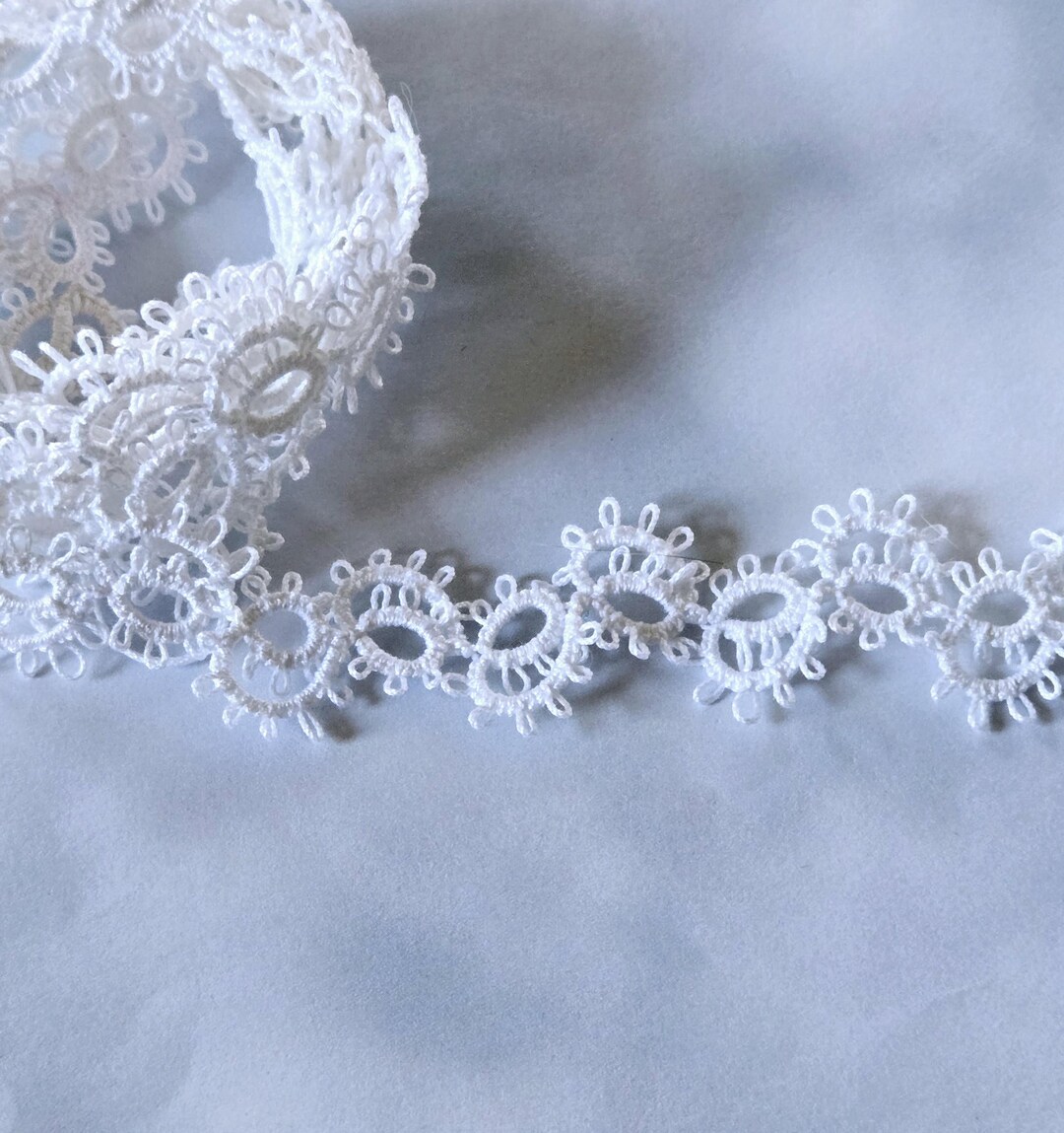 Tatted Lace Edging White Lace Trim Handmade Tatting 1 Yard - Etsy