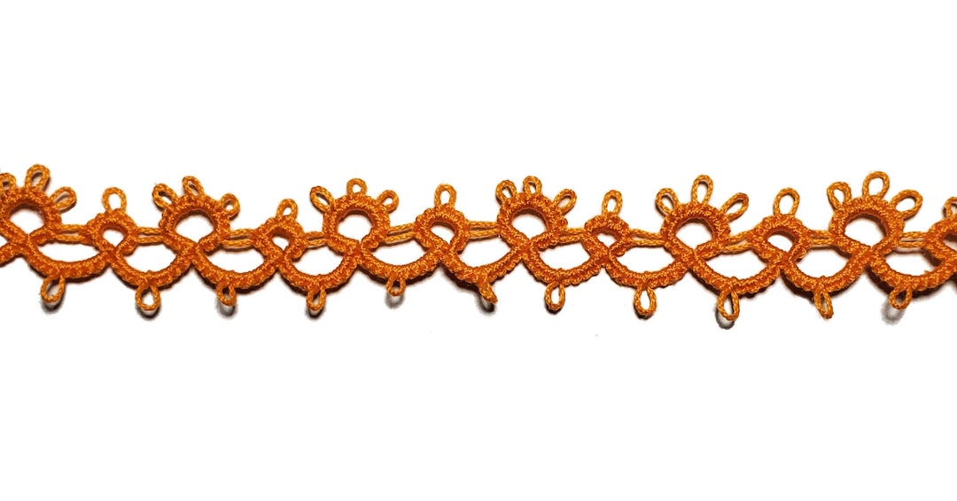 Tatted Lace Edging Bright Orange Lace Trim Handmade Tatting 1 Yard - Etsy