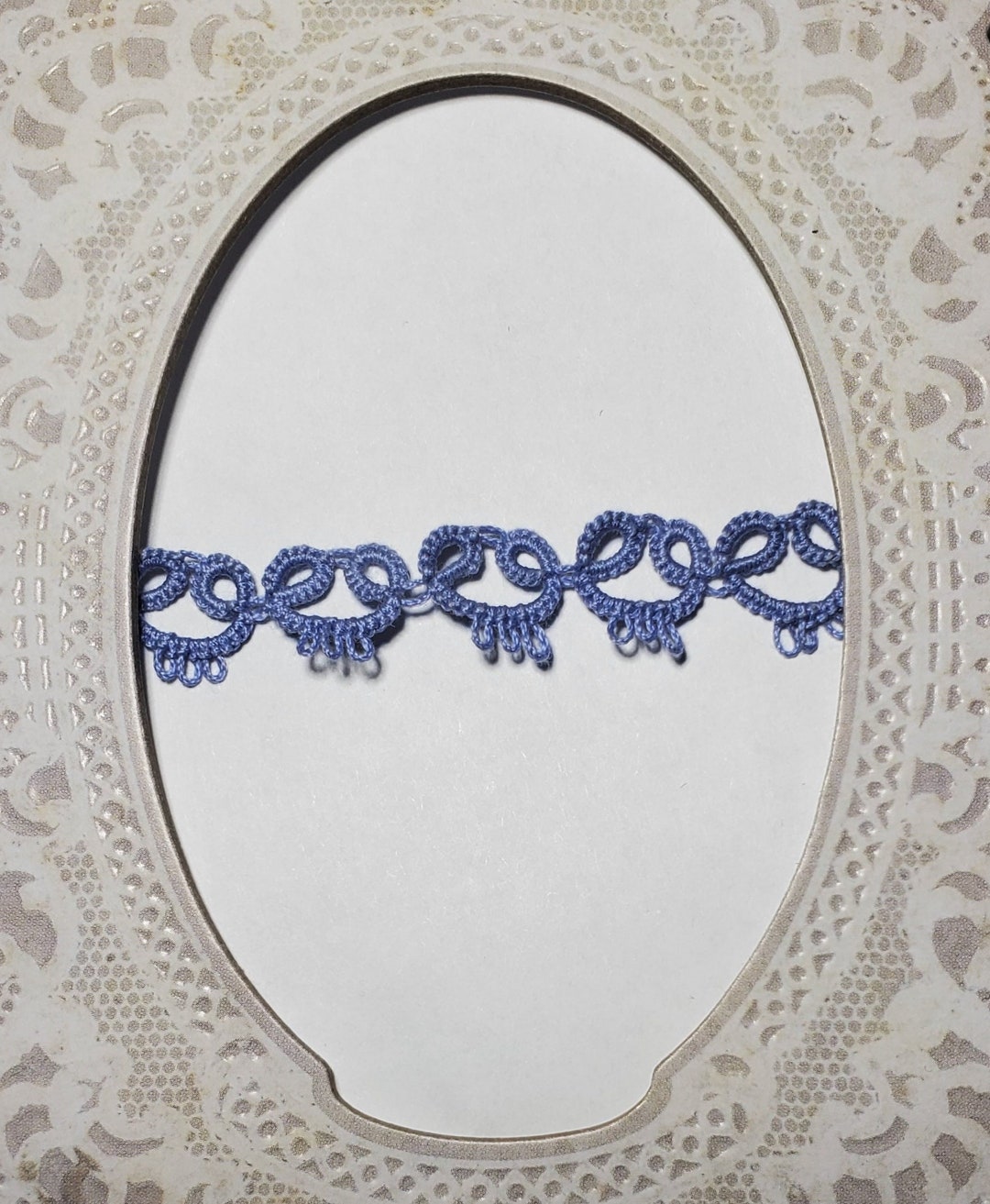 Tatted Lace Edging Periwinkle Lace Trim Handmade Tatting 22 Inches - Etsy