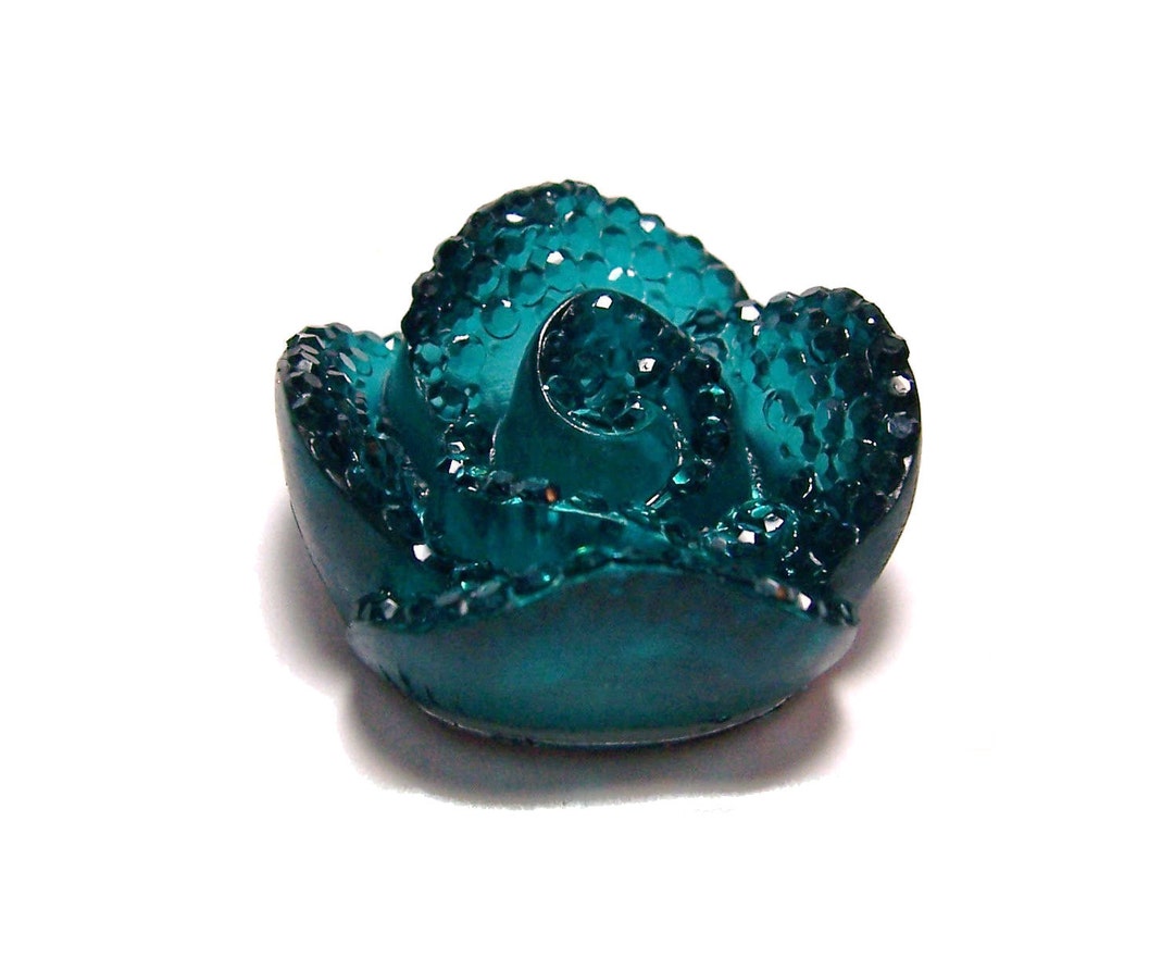 22mm Dark Teal Resin Rhinestone Rose Cabochon - Etsy