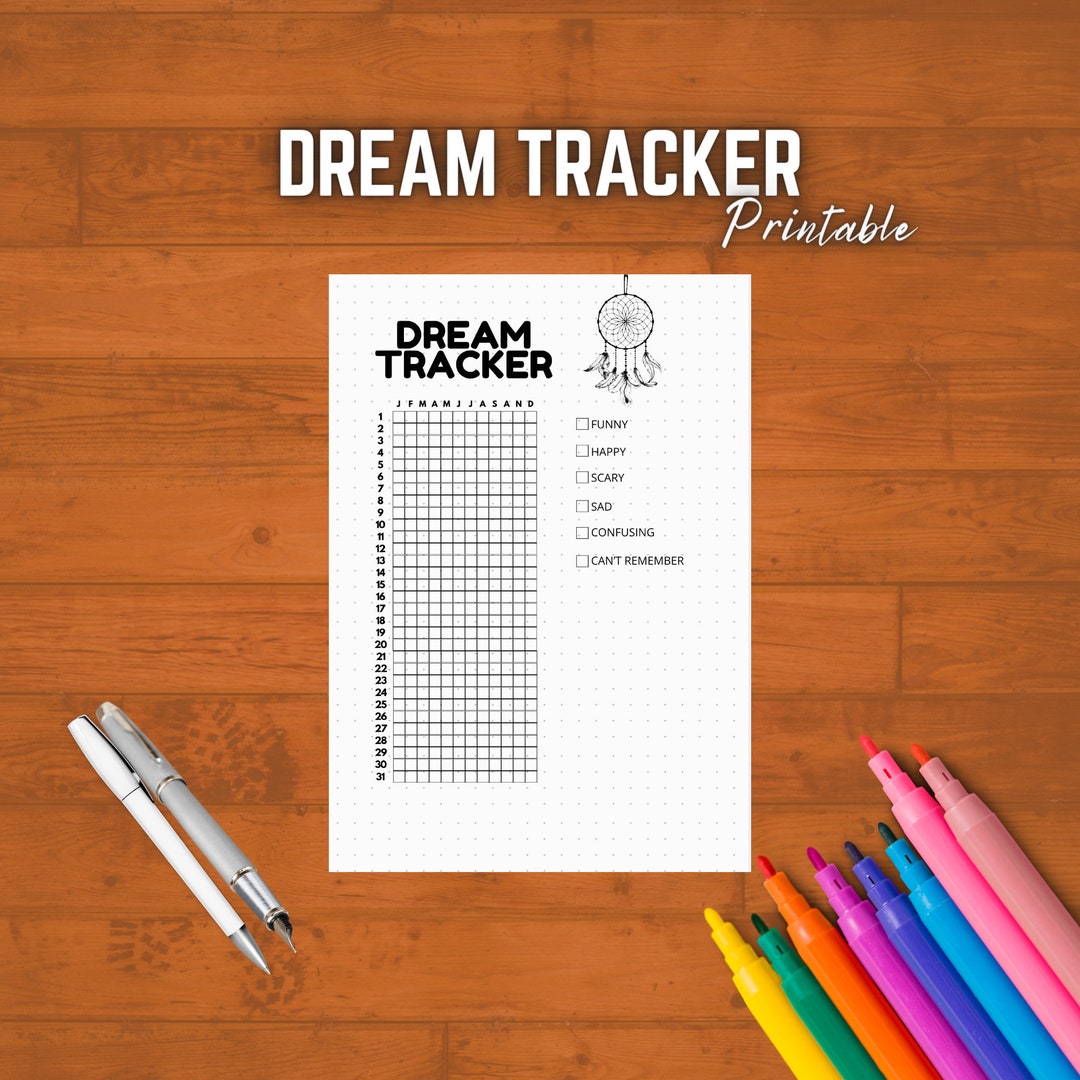 Dream Tracker, Yearly Tracker, Printable Journal Page, Boju Template ...