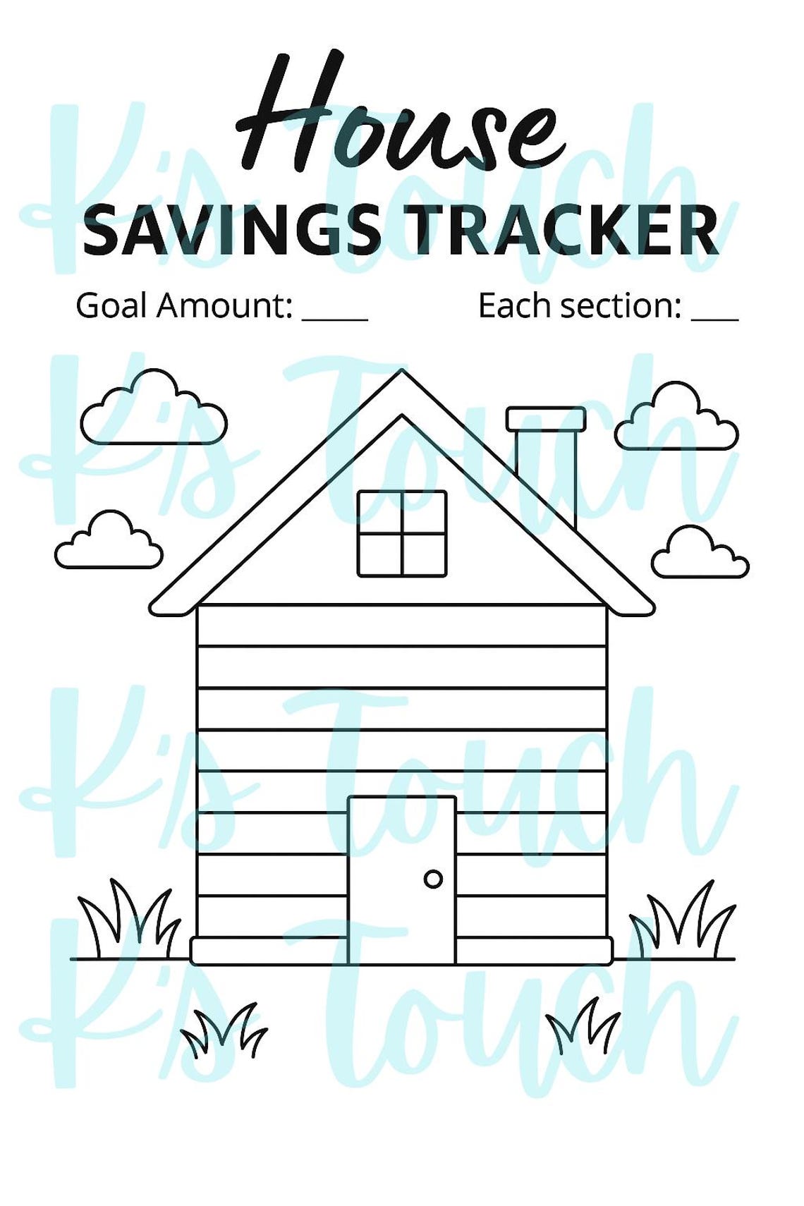 House Savings Tracker | Printable Home Savings Chart | Digital Coloring ...