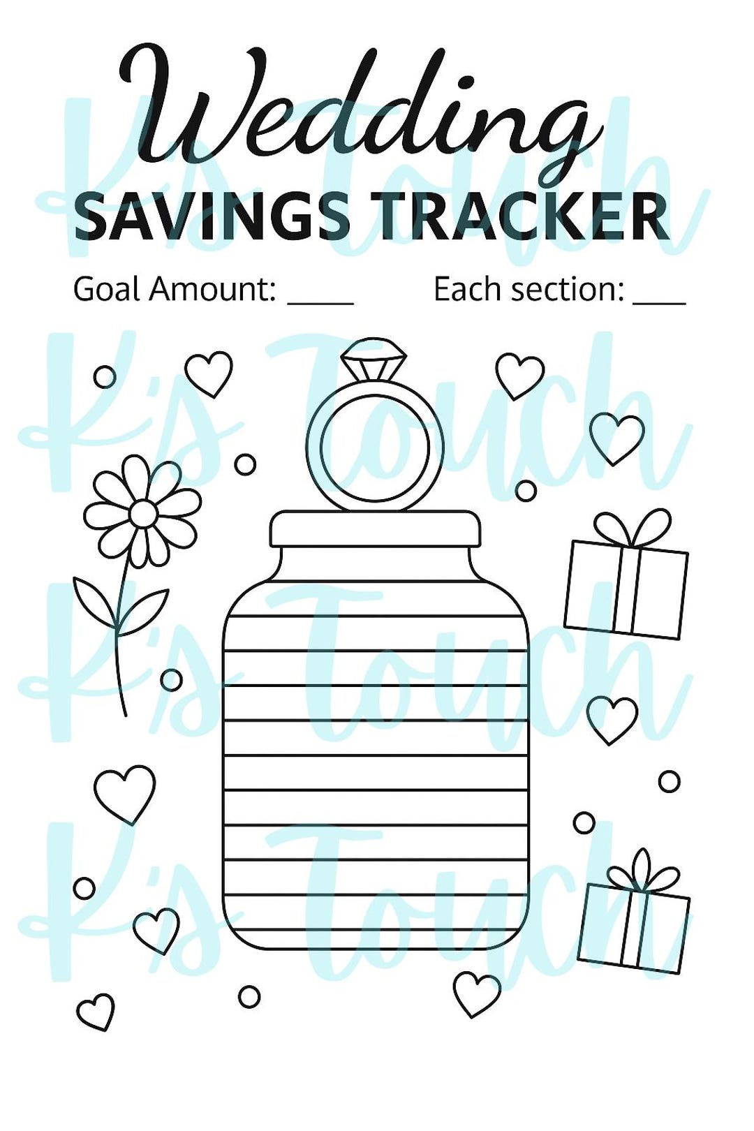 Wedding Savings Tracker | Printable Ring Jar Coloring Chart | Bride ...