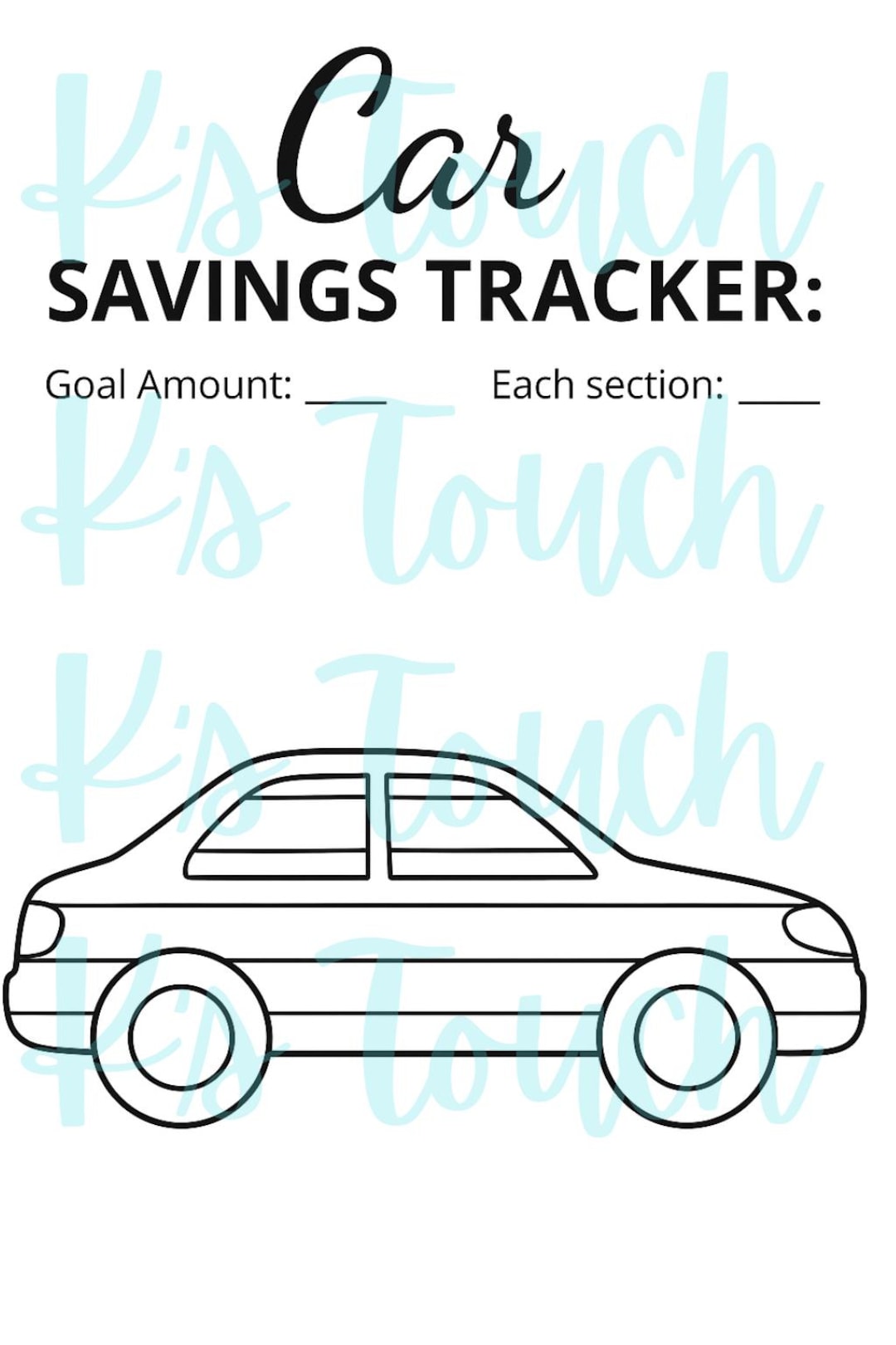 Car Savings Tracker | Printable Car Fund Coloring Chart | Budget Goal ...