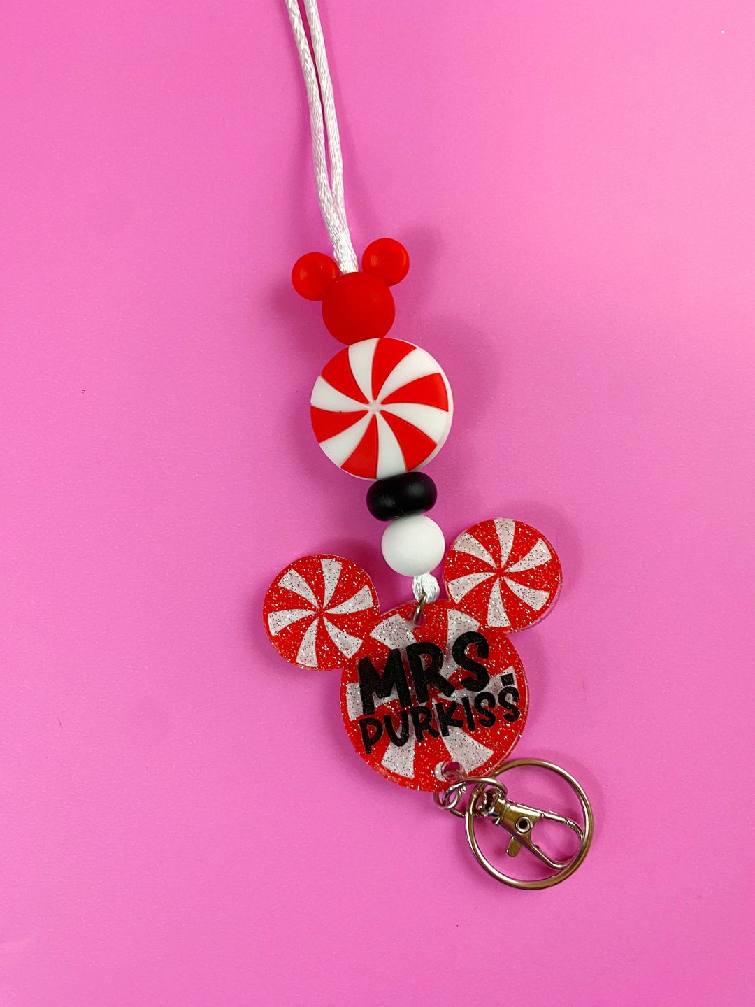 Personalized Candy Cane Lanyard // Christmas - Etsy Australia