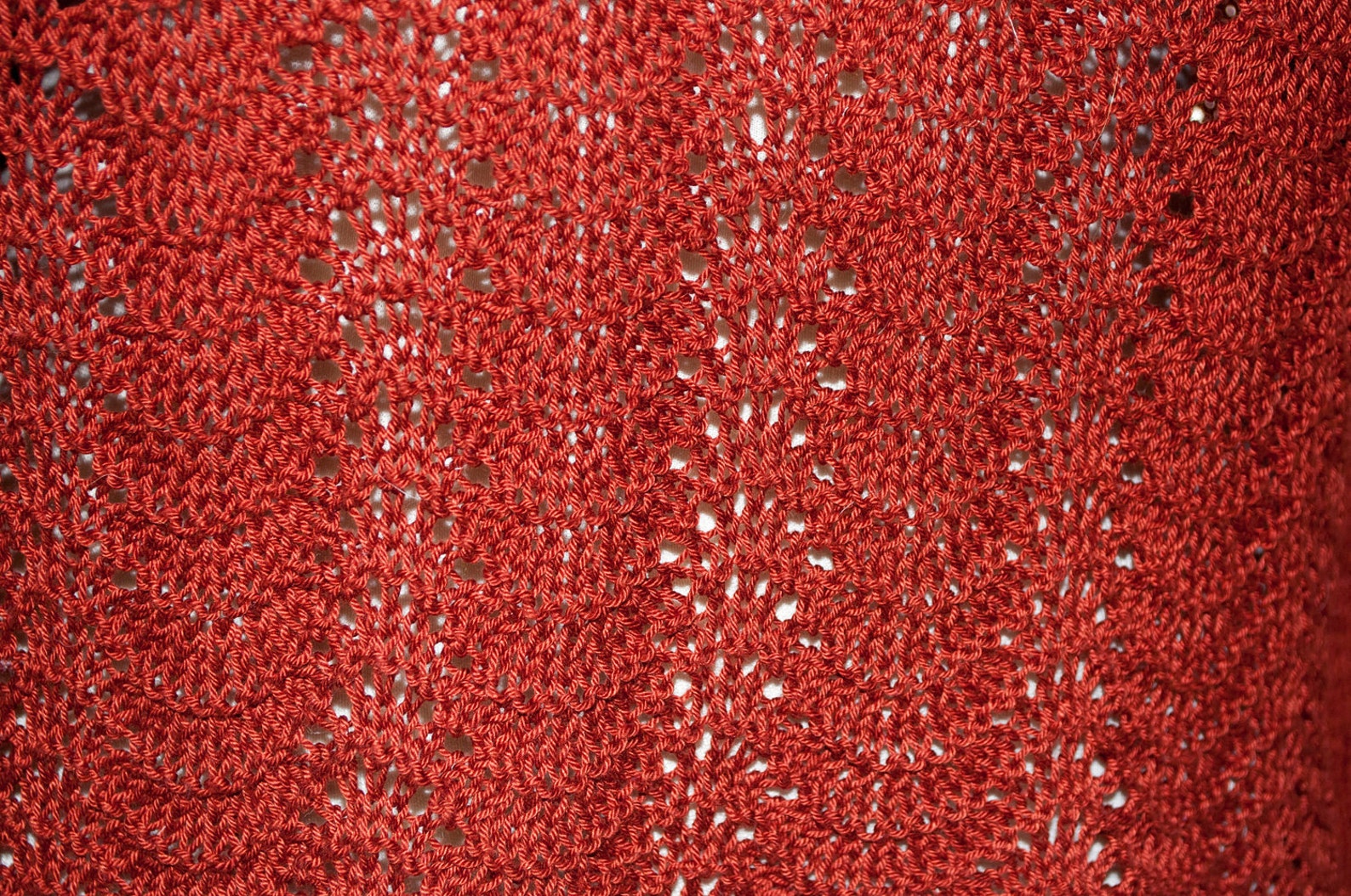 Handknitted Cotton Jumper in Rust With Lace Edging - Etsy