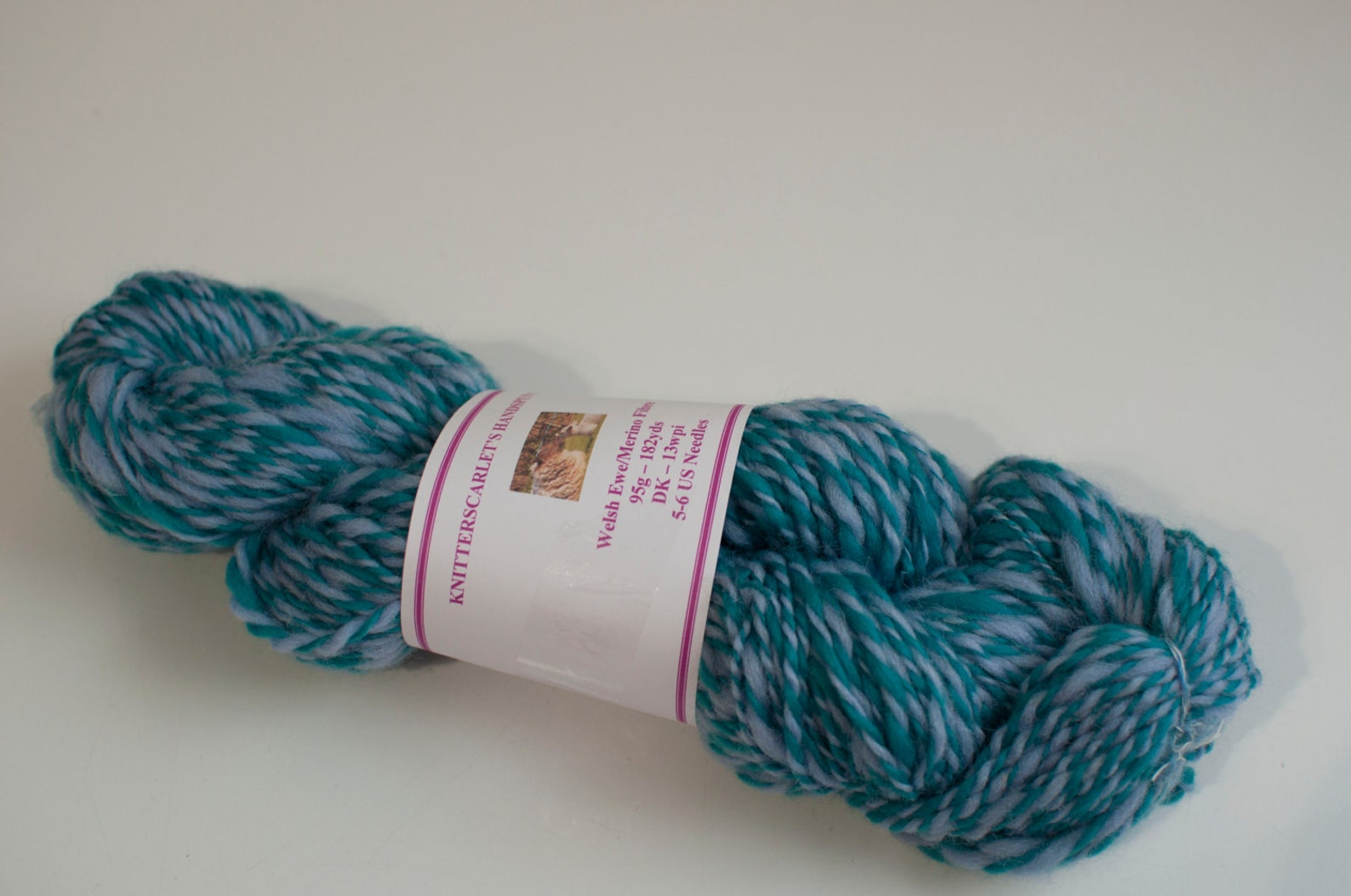 Welsh Ewe/merino Handspun Yarn in Shades of Pale Blue and Green 95g ...