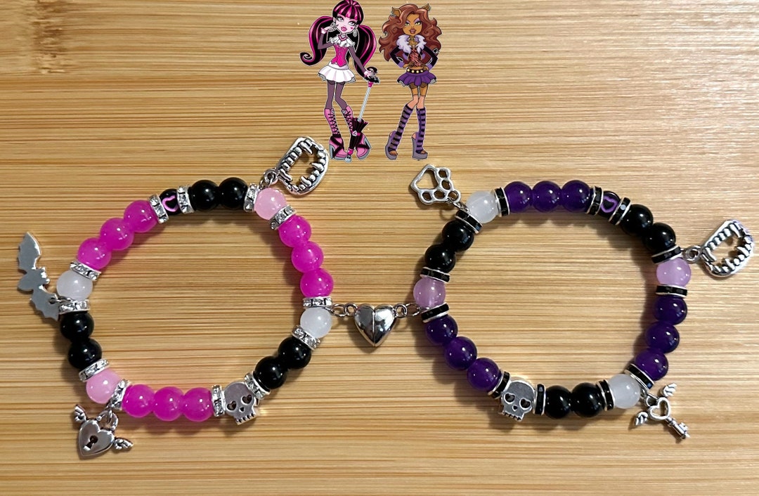 Draculaura and Clawdeen Bracelets, Monster High Bracelets, Matching ...