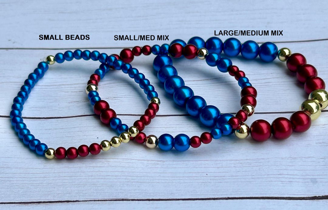 Red, Blue and Gold Beaded Bracelets, Super Hero Inspired, Cos Play ...