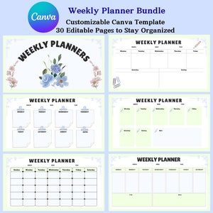 Weekly Planner Bundle Editable Template (32 Pages) - Etsy