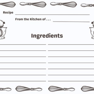 Assorted Recipe Card Template Bundle - Etsy