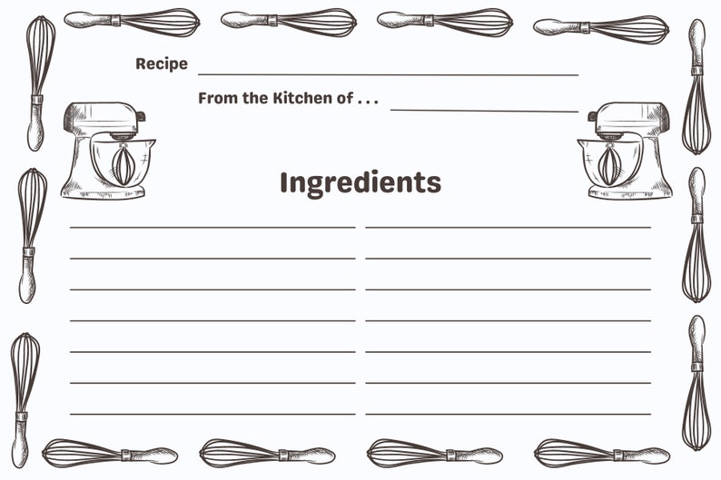 Assorted Recipe Card Template Bundle - Etsy
