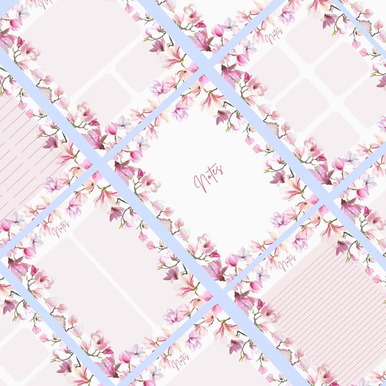 Set of 13 Note Pages Pink Floral - Etsy