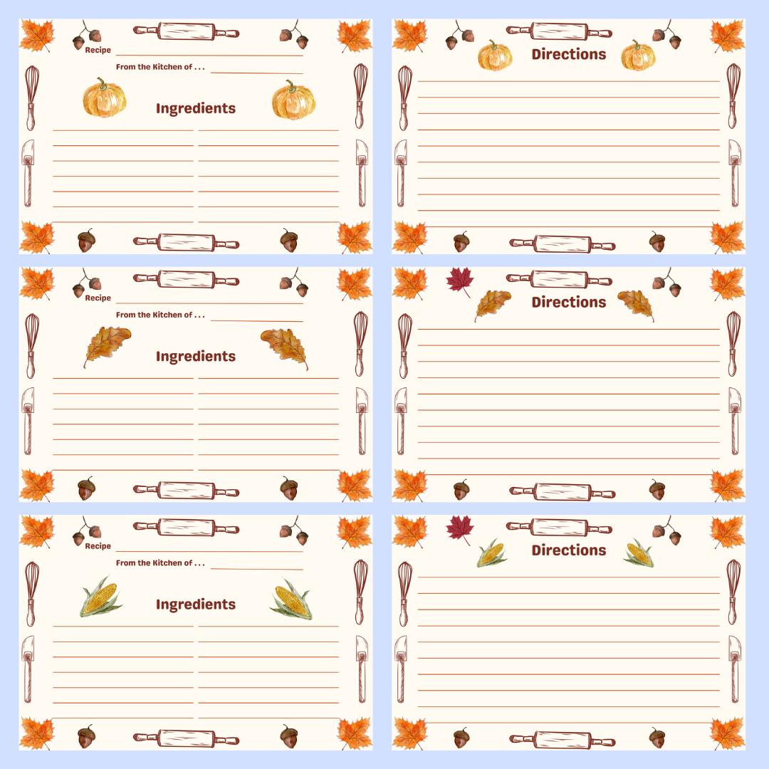 Assorted Fall Recipe Card Bundle - Etsy