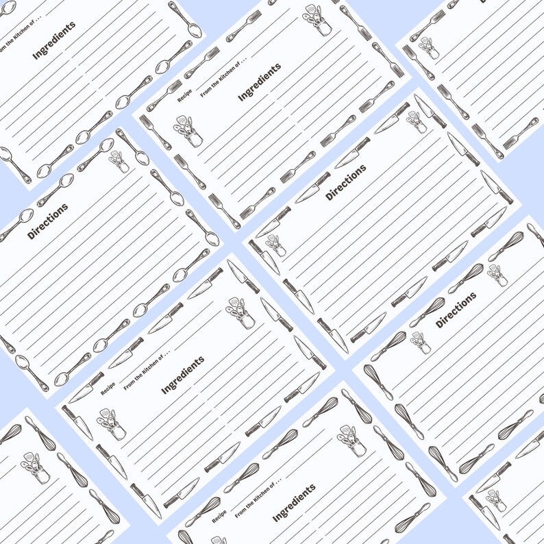 Assorted Recipe Card Template Bundle - Etsy